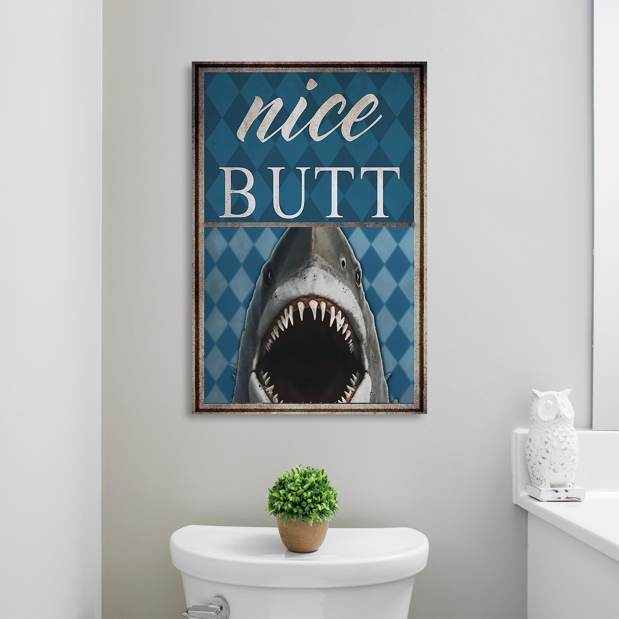 Trinx Shark Nice Butt 3 - 1 Piece Rectangle Graphic Art Print On Wrapped Canvas | Wayfair